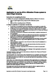 Application to use the EPA's RIDOnline Private System to report illegal ...